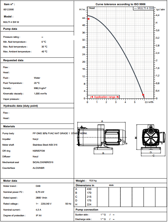 BƠM NƯỚC BIỂN MULTI 4 SW, BƠM NƯỚC MUỐI